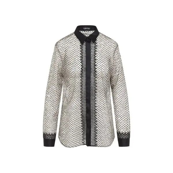 TOM FORD Flock Polka Dot Shirt - Black