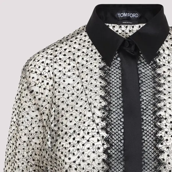 TOM FORD Flock Polka Dot Shirt - Black