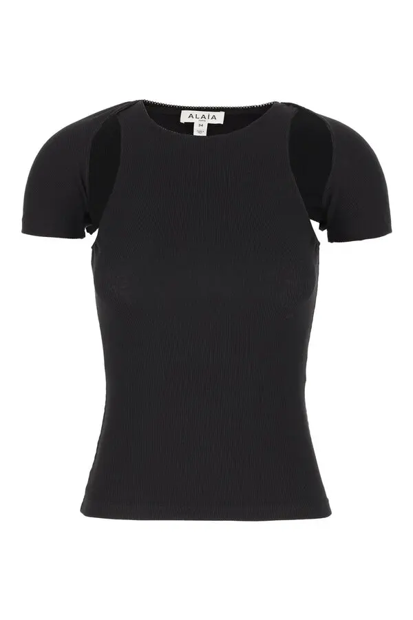 Alaïa Fitted Ribbed Short Sleeve T-shirt - Multicolor