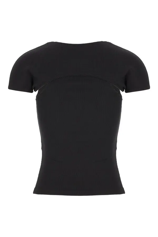 Alaïa Fitted Ribbed Short Sleeve T-shirt - Multicolor