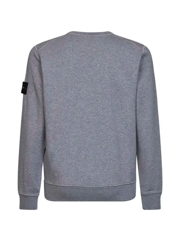 Stone Island Melange Grey Melange Organic Cotton Crewneck Sweatshirt - Multicolor