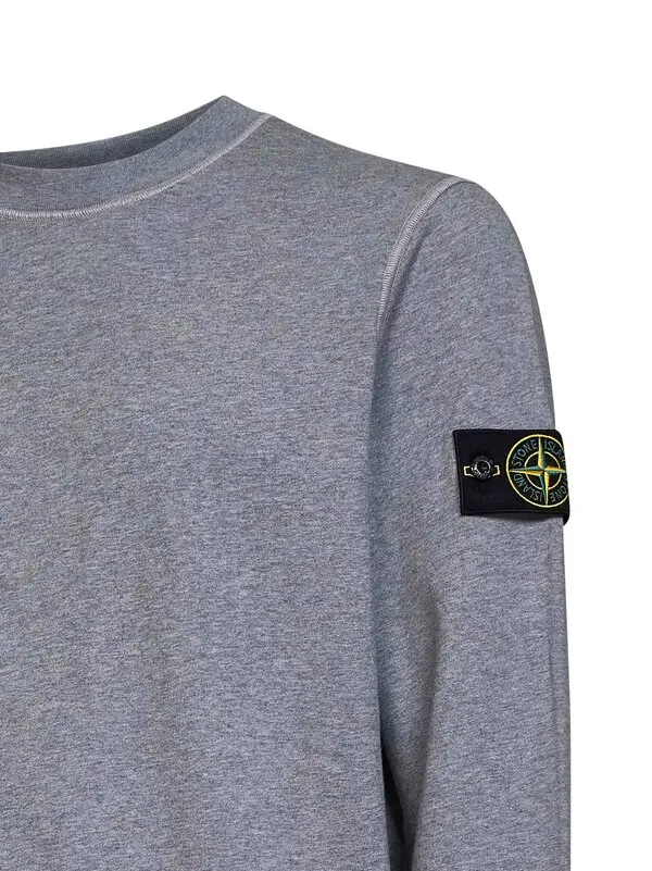 Stone Island Melange Grey Melange Organic Cotton Crewneck Sweatshirt - Multicolor
