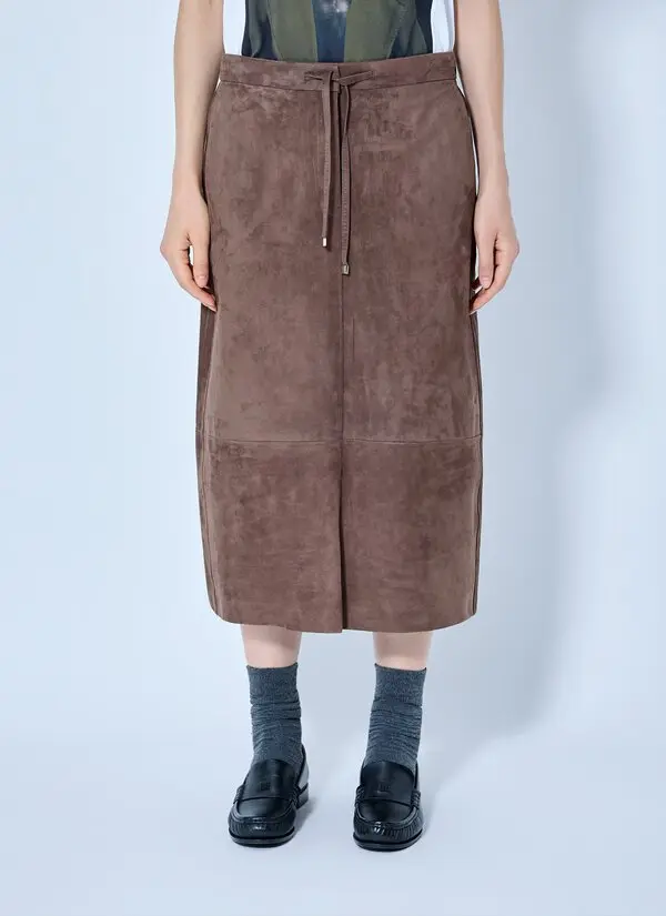 Max Mara Suede Midi Skirt - Brown