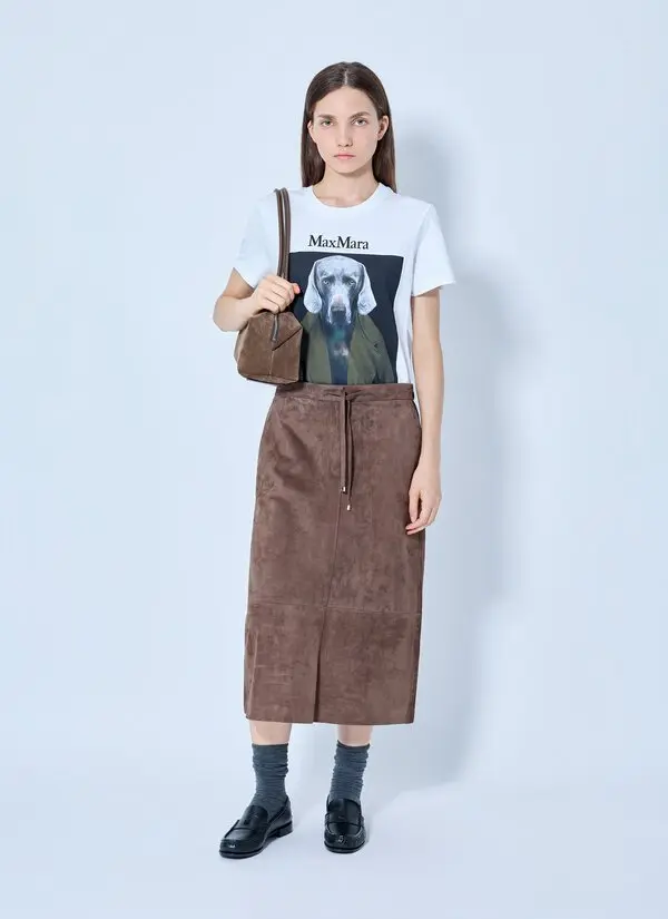 Max Mara Suede Midi Skirt - Brown