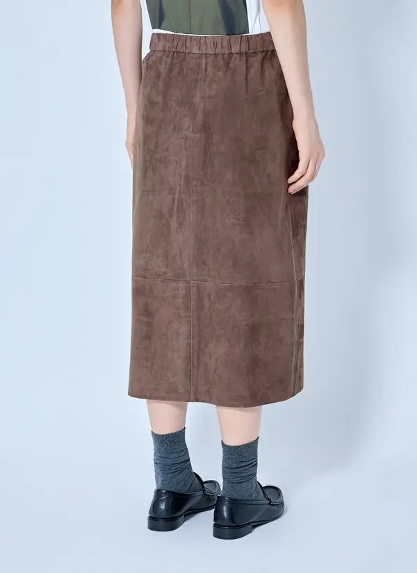 Max Mara Suede Midi Skirt - Brown
