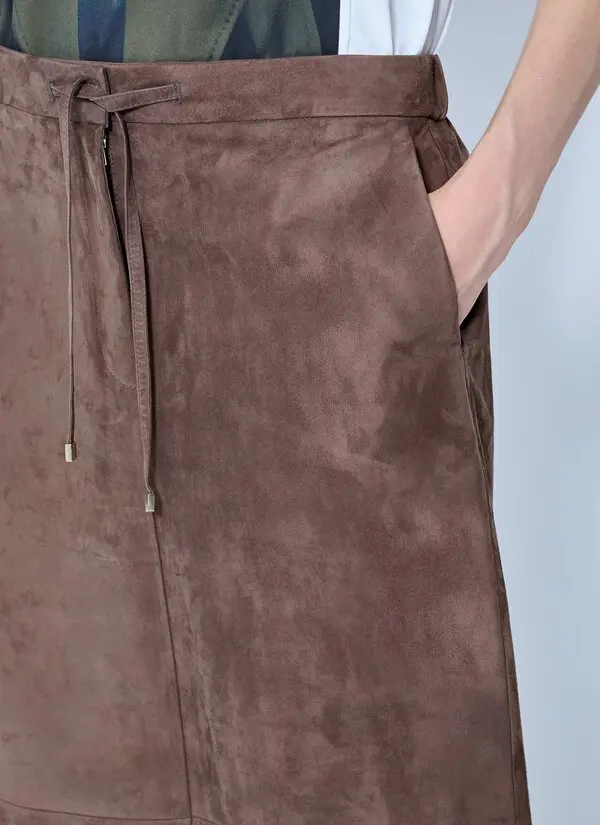 Max Mara Suede Midi Skirt - Brown