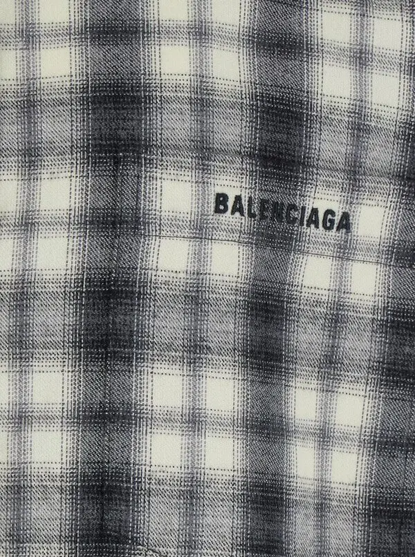 Balenciaga Black And White Shirt With All-over Stripe Motif In Cotton Flannel For - Multicolor