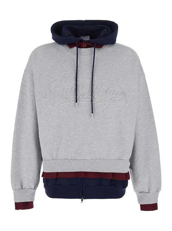 Balenciaga Cotton Blend Embossed Logo Hoodie - Multicolor