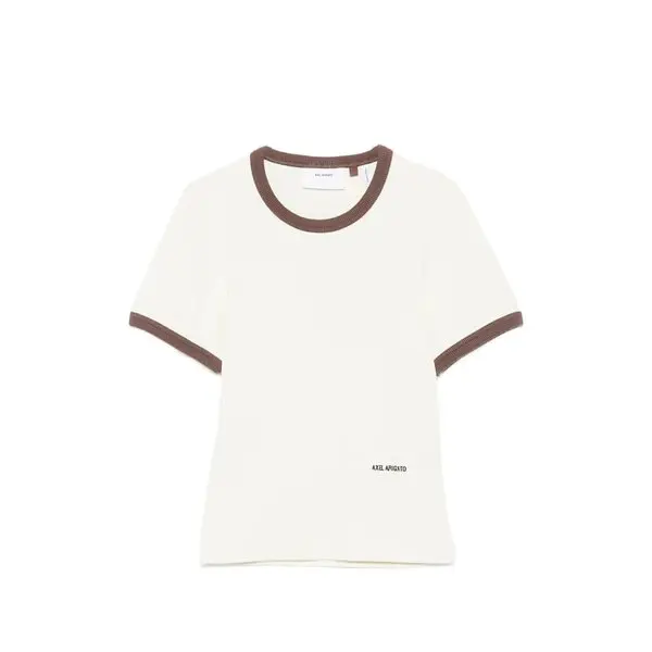 Axel Arigato Ribbed Contrast Trim T-shirt - Cream