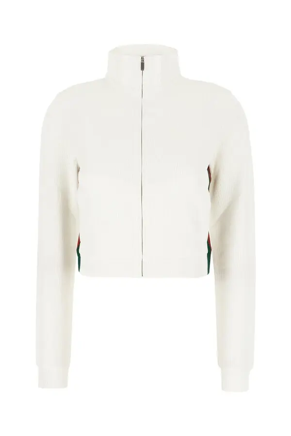 Gucci Zip Up Stand Collar Cropped Sweatshirt - Multicolor