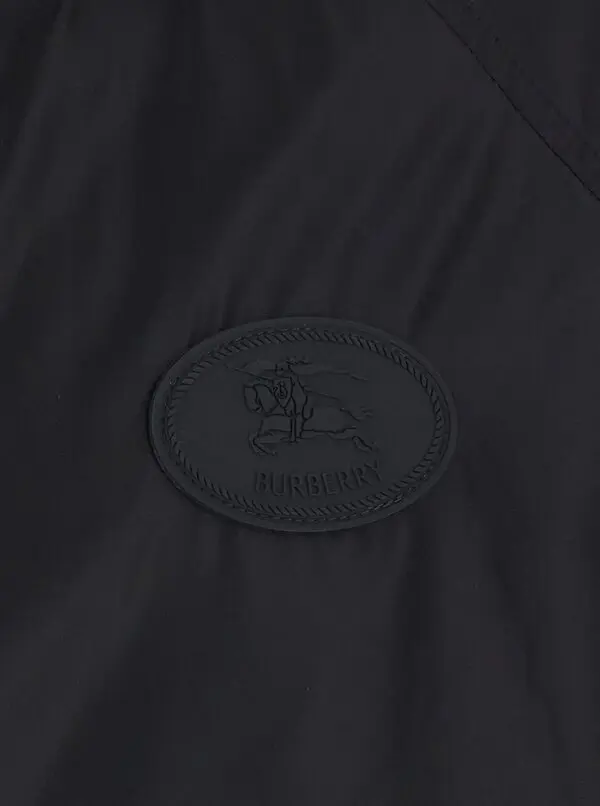 Burberry Clapton' Black Jacket With Logo Patch On The Front In Tech Fabric For