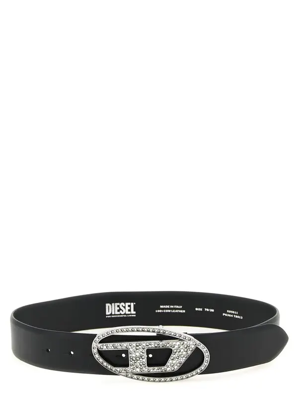 DIESEL® B-1dr Strass Leather Belt - Black