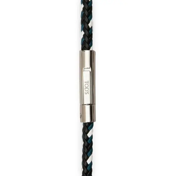 TOD'S Braided Leather Bracelet - Silver