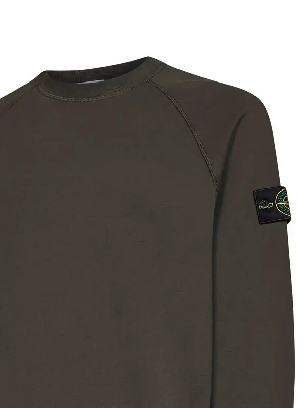 Stone Island Coal Grey Cotton Crewneck Sweatshirt