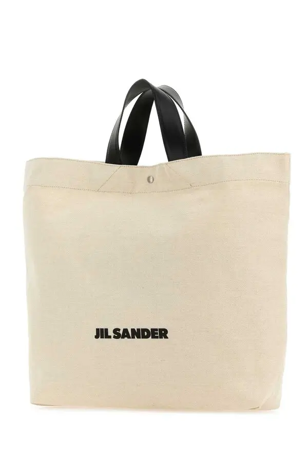 JIL SANDER Sand Canvas Flat Shopping Bag