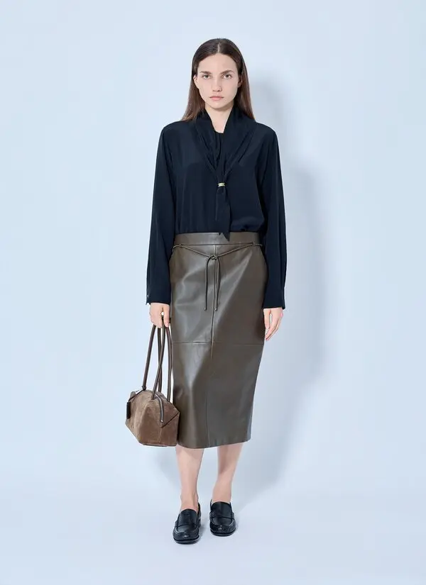 Max Mara Silk Tie-neck Blouse - Black