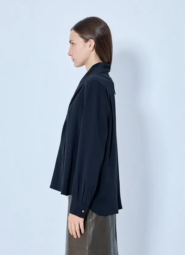 Max Mara Silk Tie-neck Blouse - Black