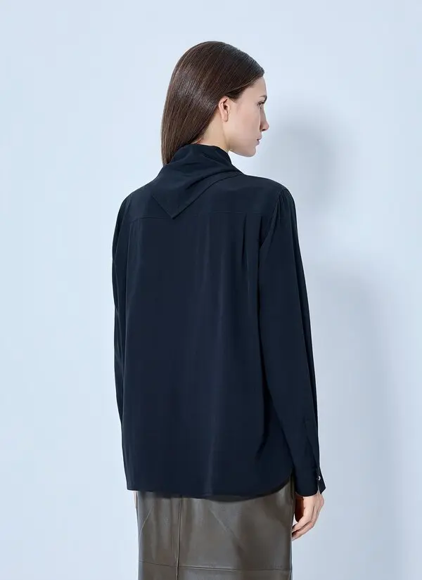Max Mara Silk Tie-neck Blouse - Black