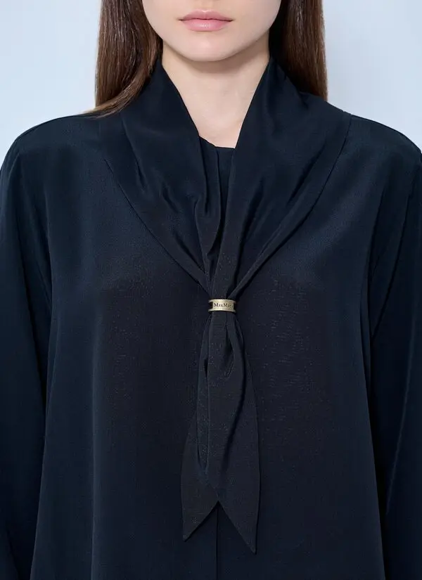 Max Mara Silk Tie-neck Blouse - Black