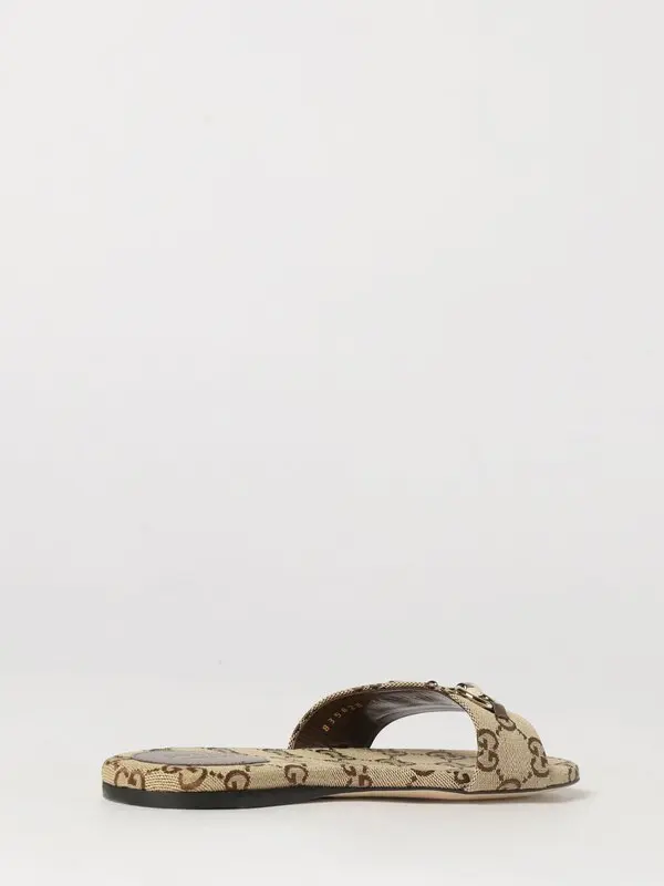 Gucci Gg Jacquard Fabric Mule Sandals With Horsebit Detail - Cream