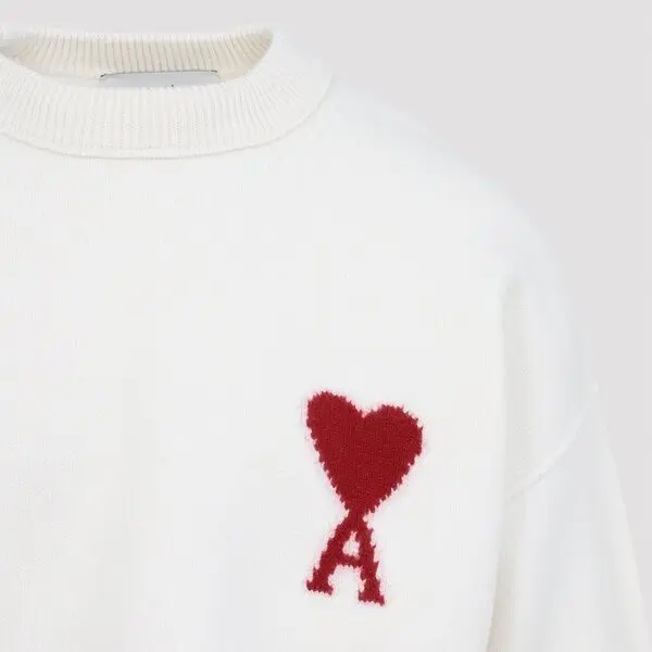 AMI Paris Wool Crewneck Sweater - White