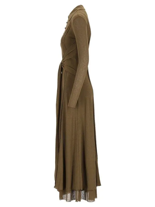 GANNI Long Gauze Dress - Green