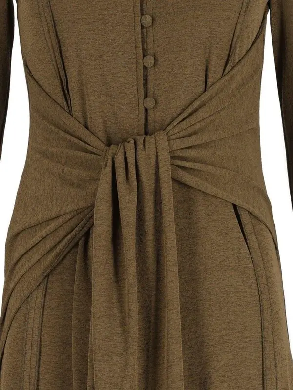 GANNI Long Gauze Dress - Green