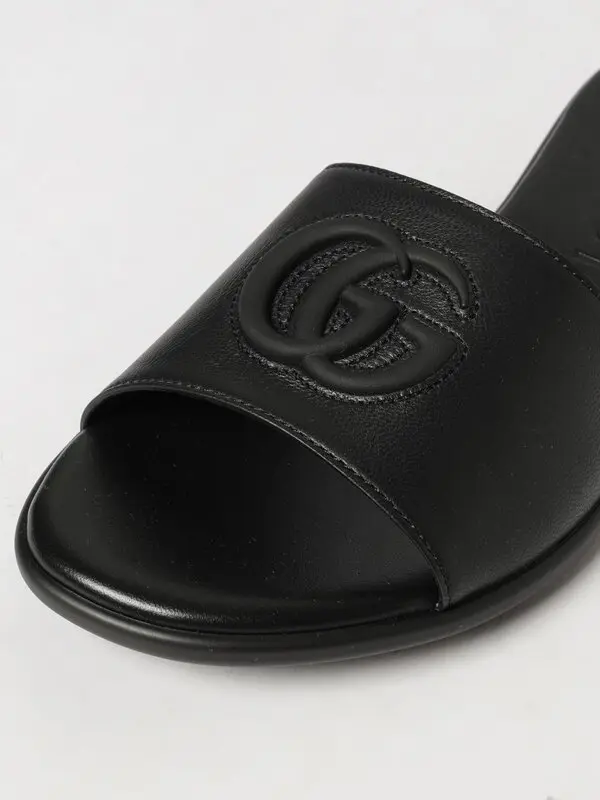 Gucci Calfskin Leather Slides - Black