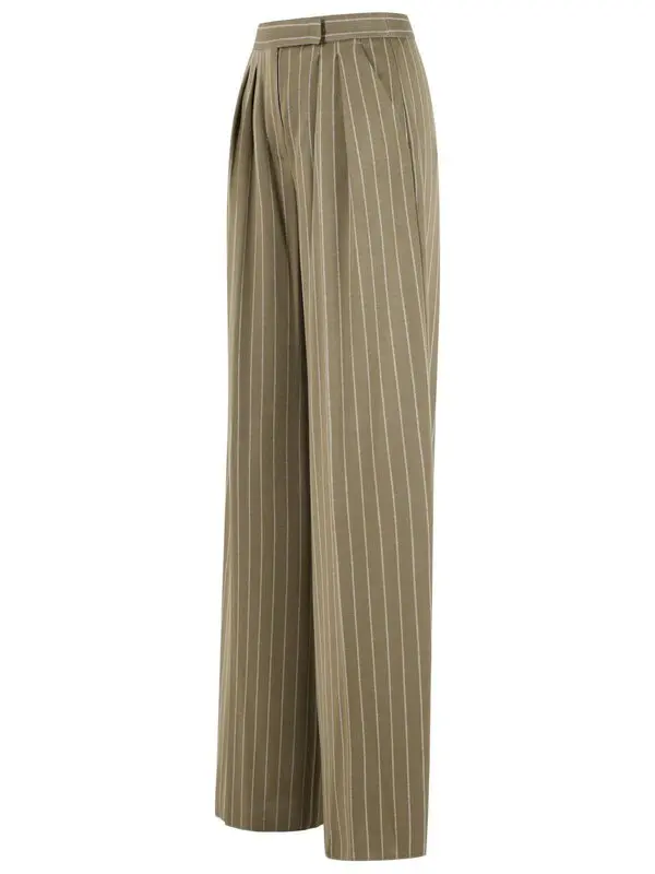 Max Mara Rio Virgin Wool Blend Pants - Green