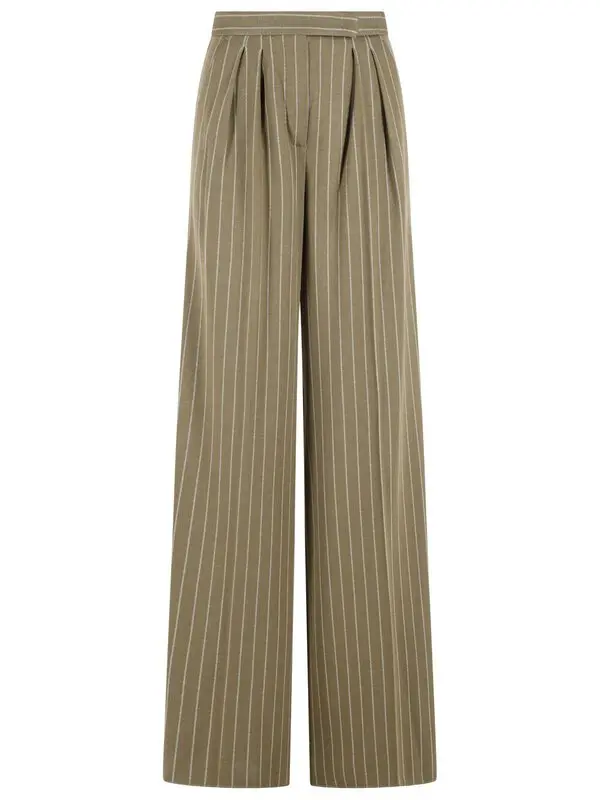 Max Mara Rio Virgin Wool Blend Pants - Green