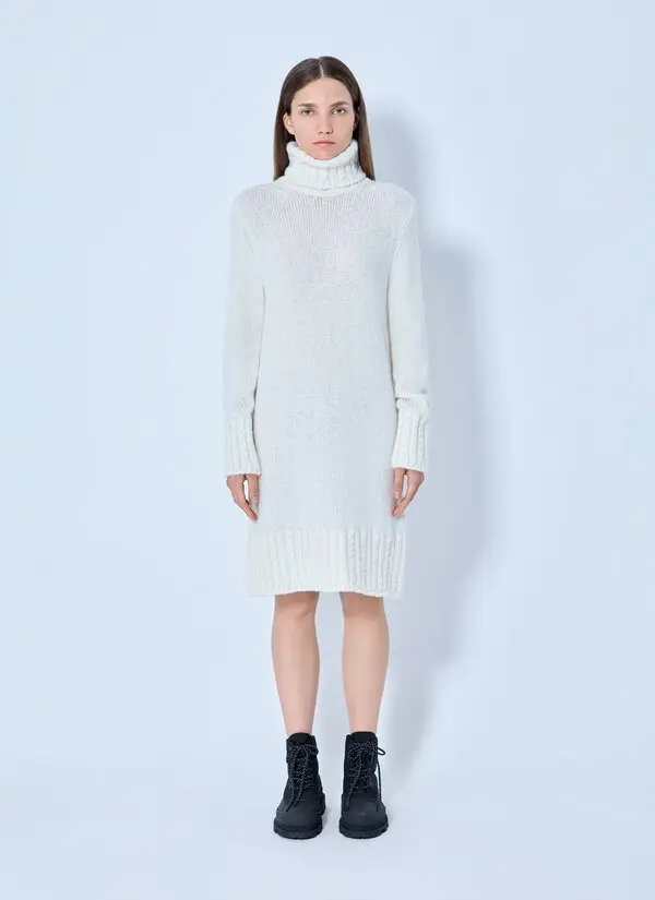 Moncler Turtleneck Knit Dress - White