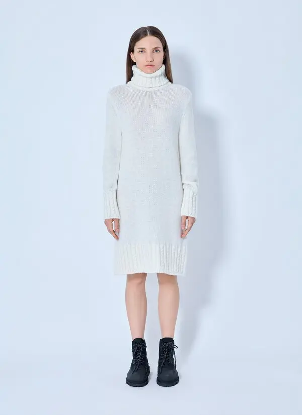 Moncler Turtleneck Knit Dress - White