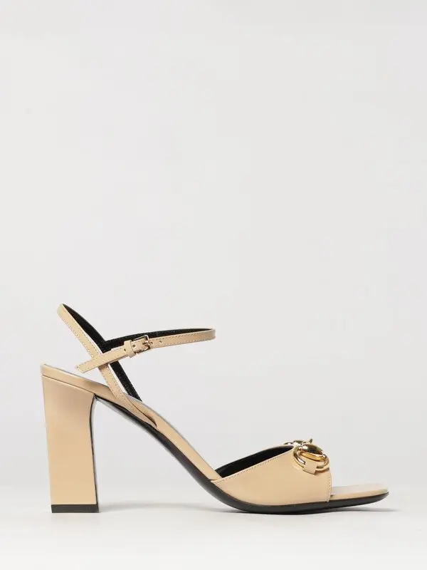 Gucci Signora Brushed Leather Sandals With Horsebit Detail - Pink