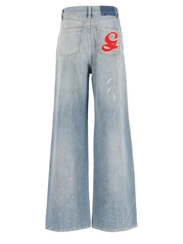 GOLDEN GOOSE Logo Embroidered Boyfriend Jeans - Blue