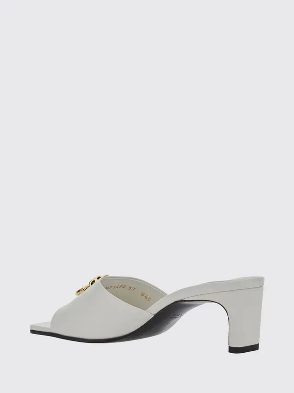 Gucci Nappa Leather Mules With Mid-heel And Gg Monogram Hardware - White