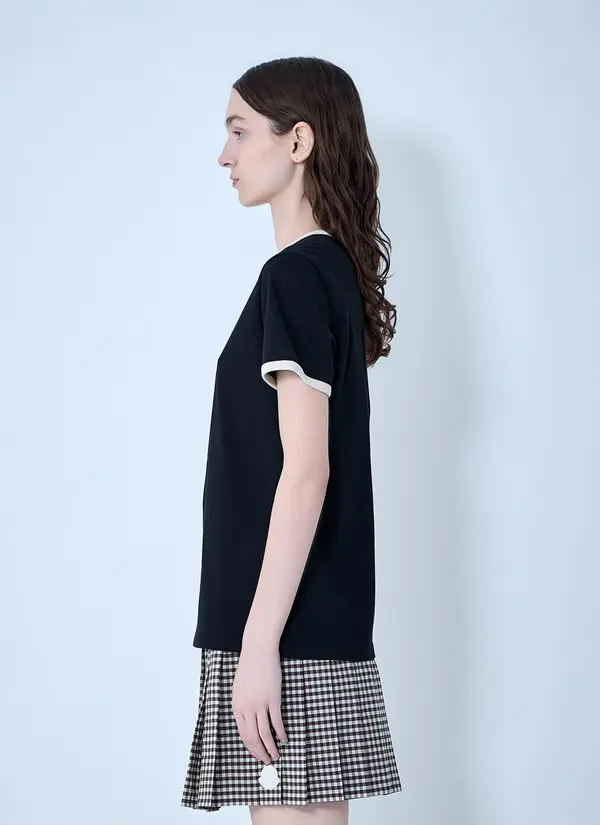 Moncler Cotton Logo Print T-shirt - Black