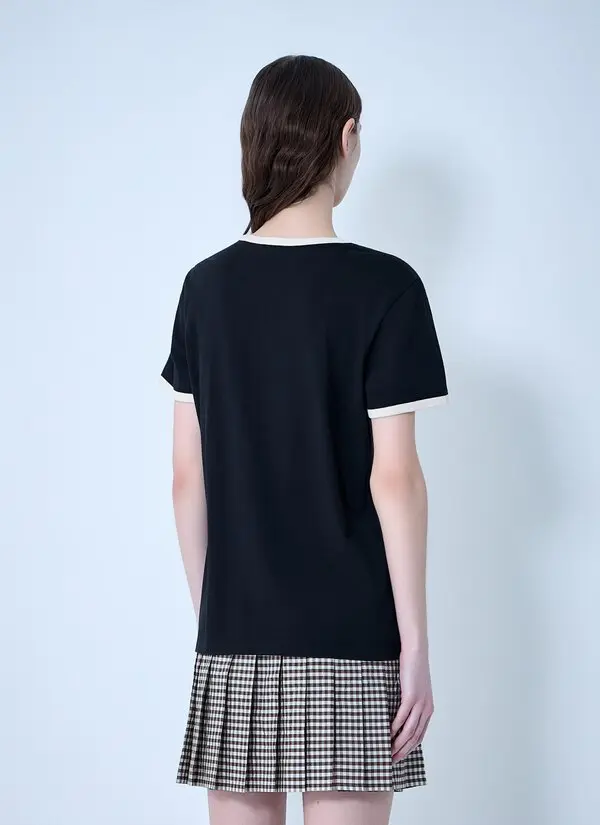 Moncler Cotton Logo Print T-shirt - Black
