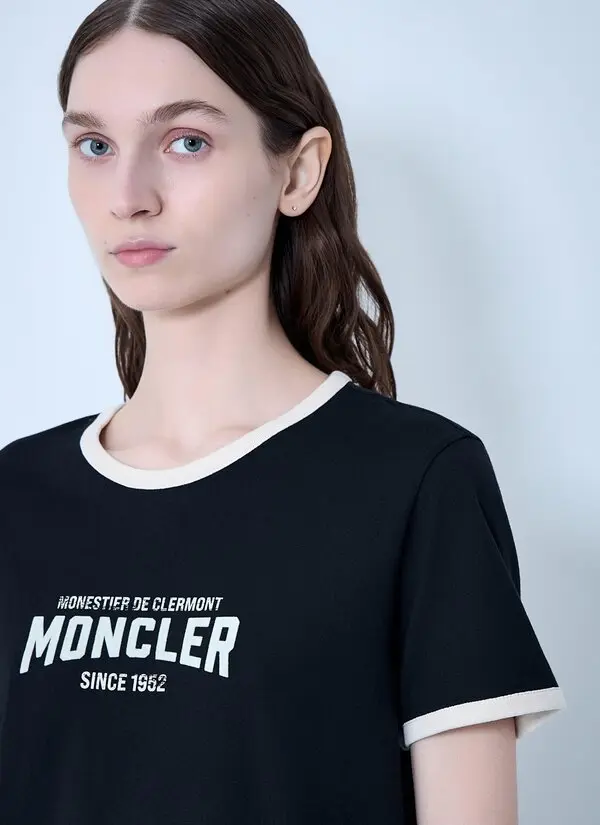 Moncler Cotton Logo Print T-shirt - Black