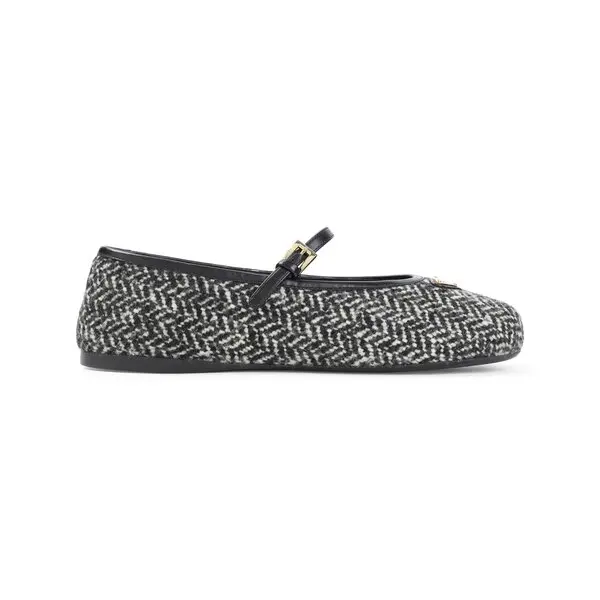 Prada Textured Wool Mary Jane Ballerinas - White