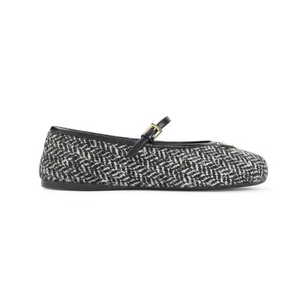 Prada Textured Wool Mary Jane Ballerinas - White