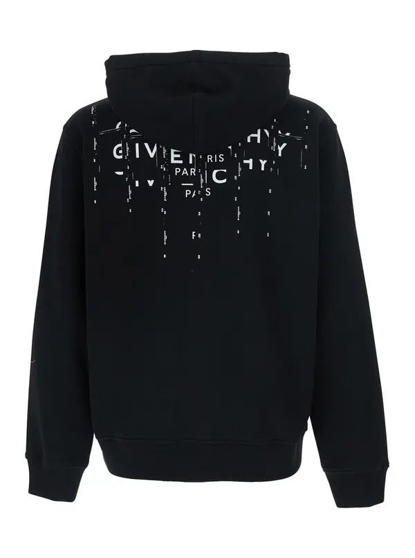 Givenchy Black Hooded Sweatshirt With Logo On The Back In Cotton For - Multicolor