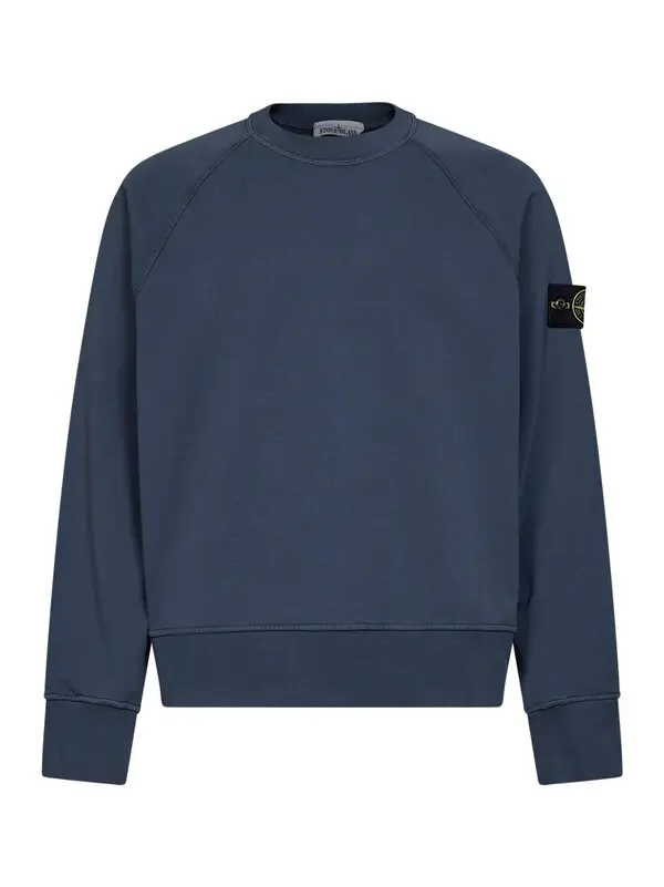 Stone Island Slate Blue Cotton Crewneck Sweatshirt