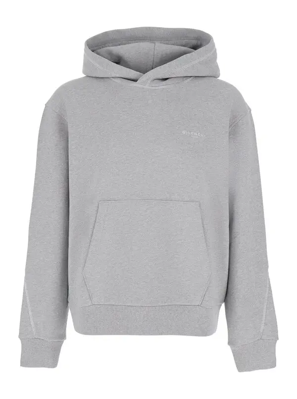 Givenchy Grey Hooded Sweatshirt With Logo Lettering Usl Front In Cotton - Multicolor