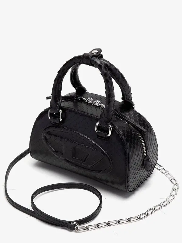 DIESEL® 1dr Dome Python Leather Crossbody Bag