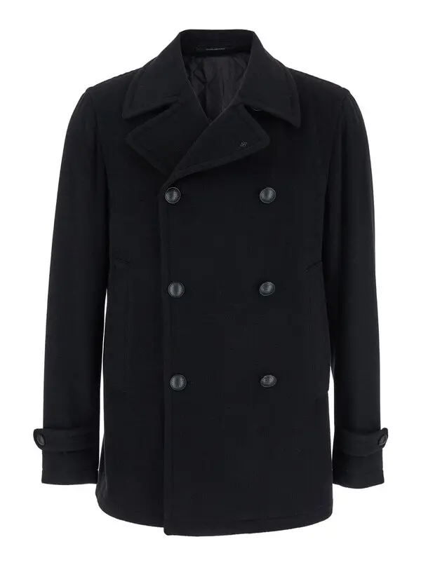 Tagliatore Wool Pea Coat With Welt Pockets - Black