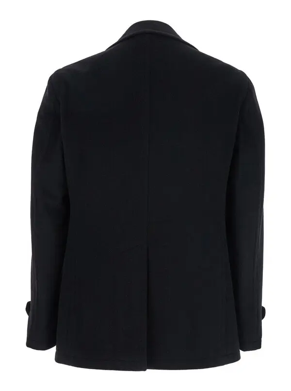 Tagliatore Wool Pea Coat With Welt Pockets - Black