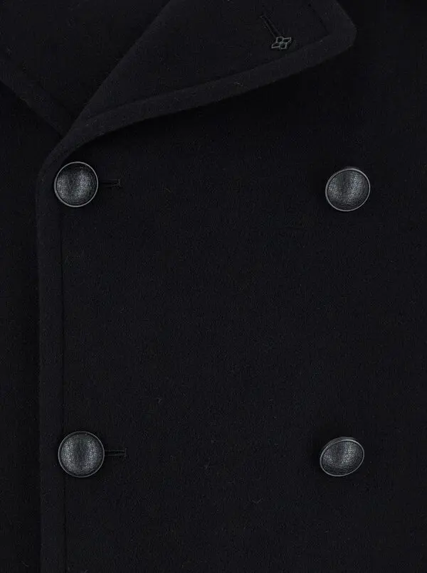 Tagliatore Wool Pea Coat With Welt Pockets - Black