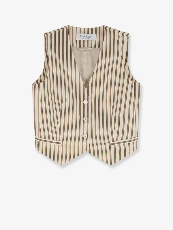 Max Mara Striped Cotton And Silk Vest - Cream