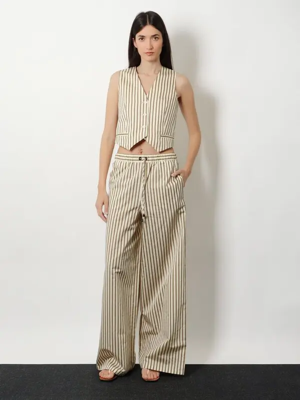 Max Mara Striped Cotton And Silk Vest - Cream