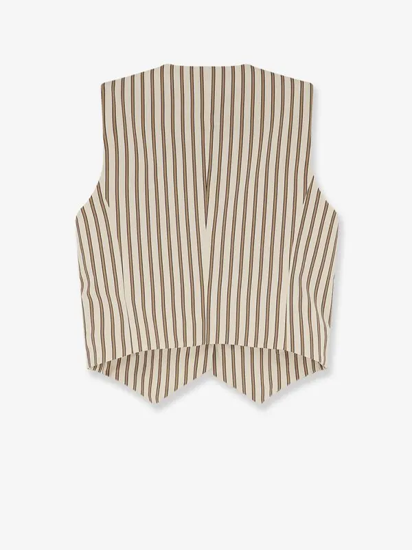 Max Mara Striped Cotton And Silk Vest - Cream